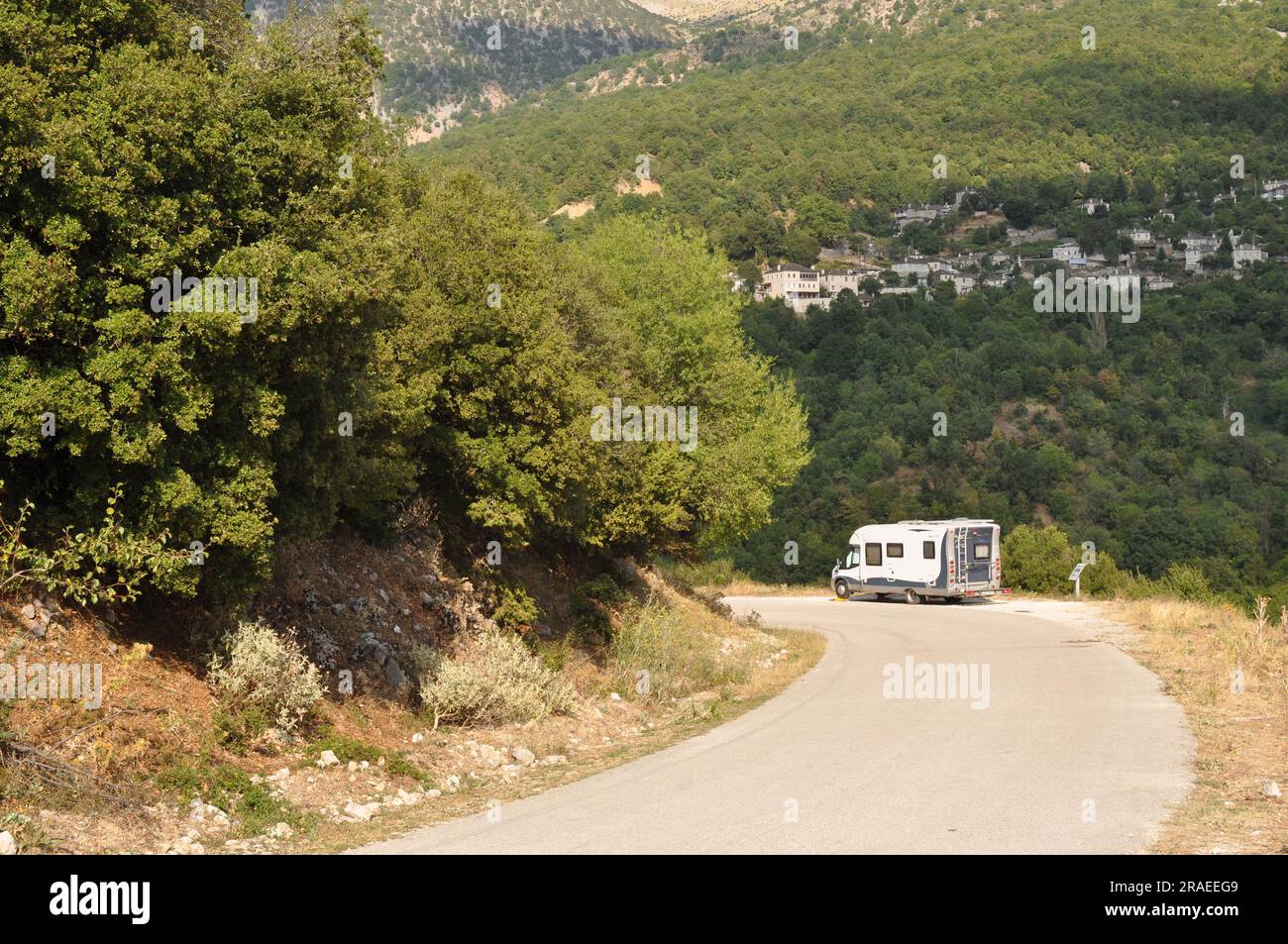 Camper van on a mountain road in Northwestern Greece Stock Photo - Alamy