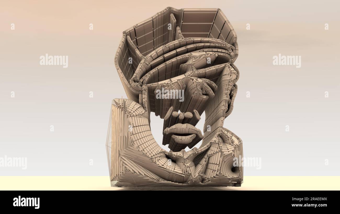 3D architectural illustrated representation of a human bust. Extremely ...