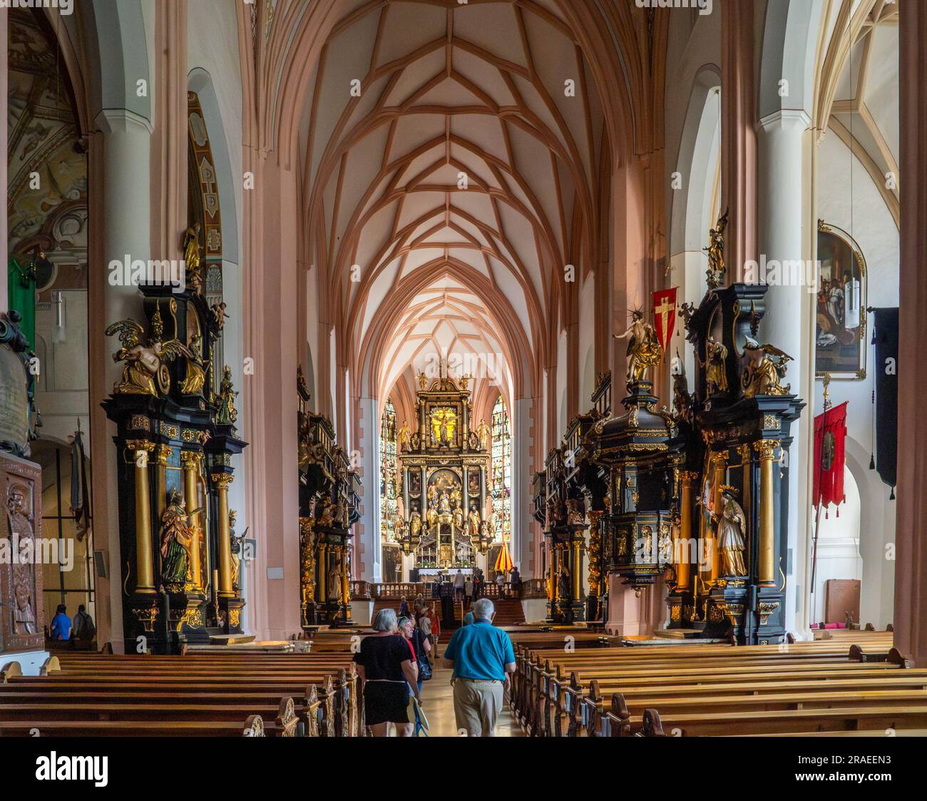 Mondsee, Upper Austria – AT – June 7, 2023 Interior view of the baroque ...