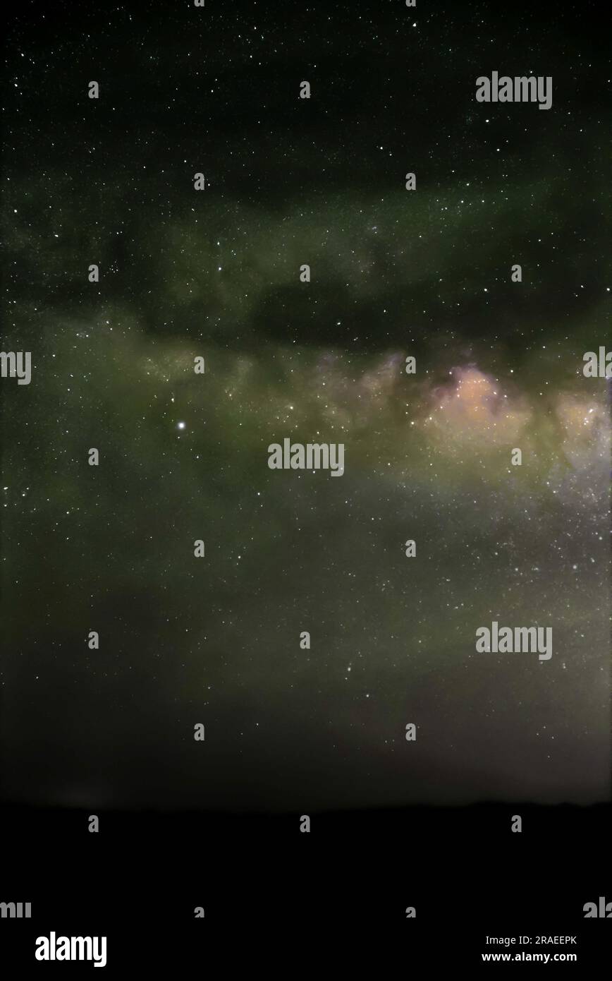 The Milky Way galaxy core in natural color in the night sky Stock Photo ...