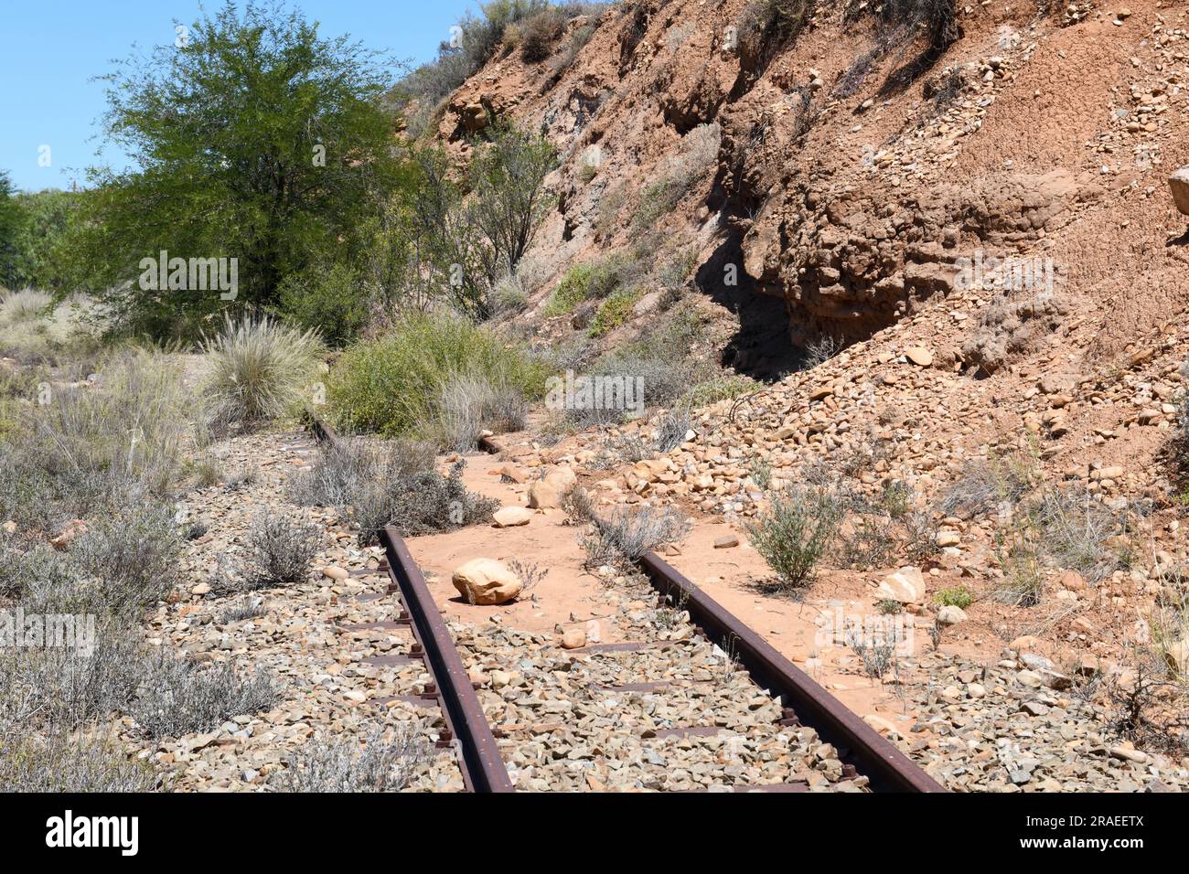 Disused train tracks near route 62 on South Africa Stock Photo - Alamy