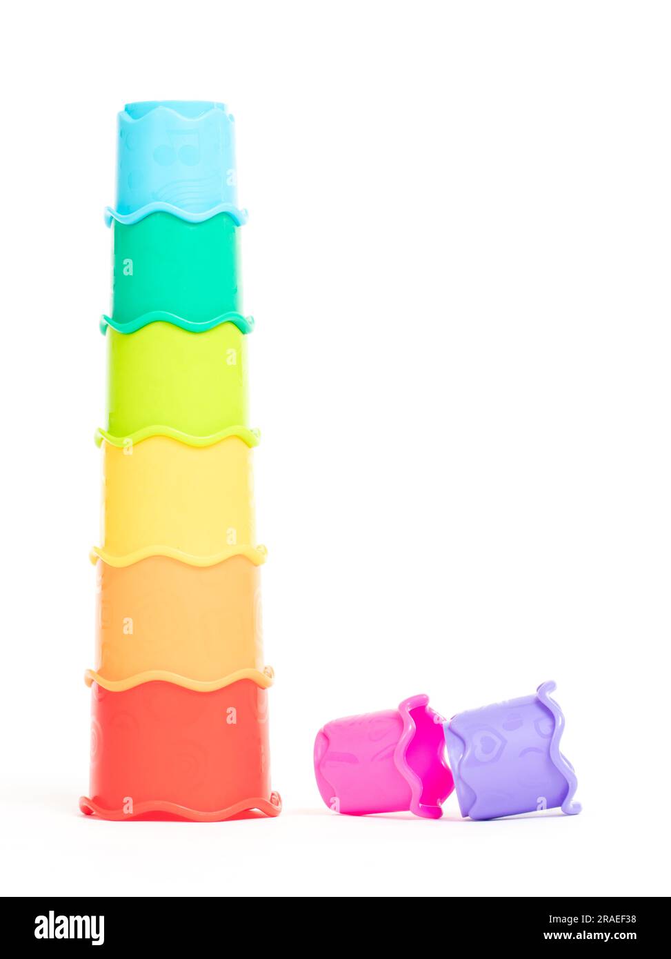 Colorful toy for children - stack cups, isolated on white background ...
