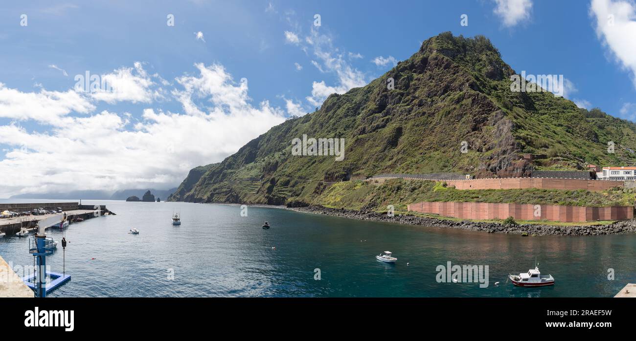Madeira Island Portugal - 04 19 2023: Panoramic view at the Porto Moniz ...