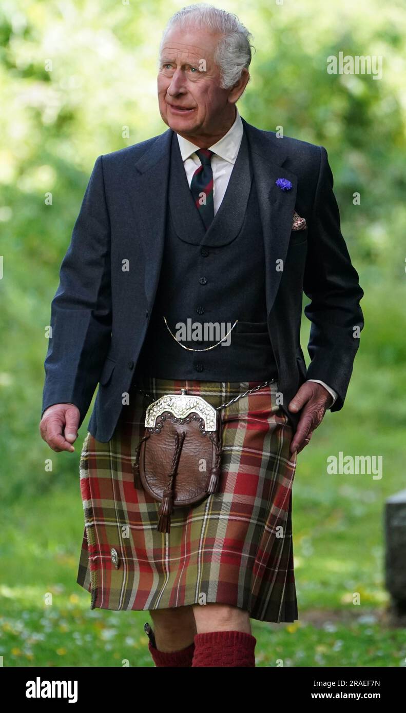 King Charles III during his visit to Kinneil House in Edinburgh ...