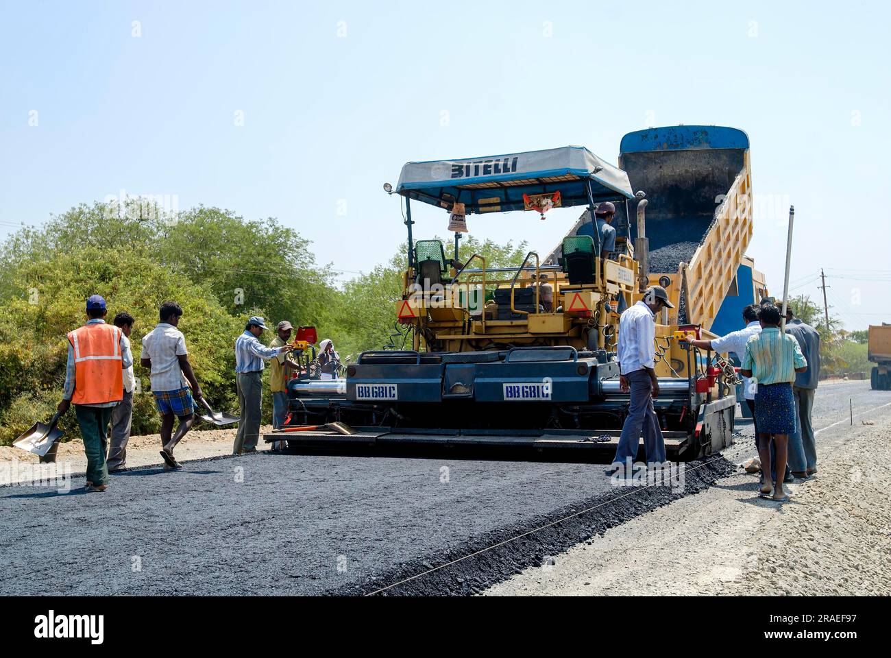 Road construction under process, Tamil Nadu, South India, India, Asia ...