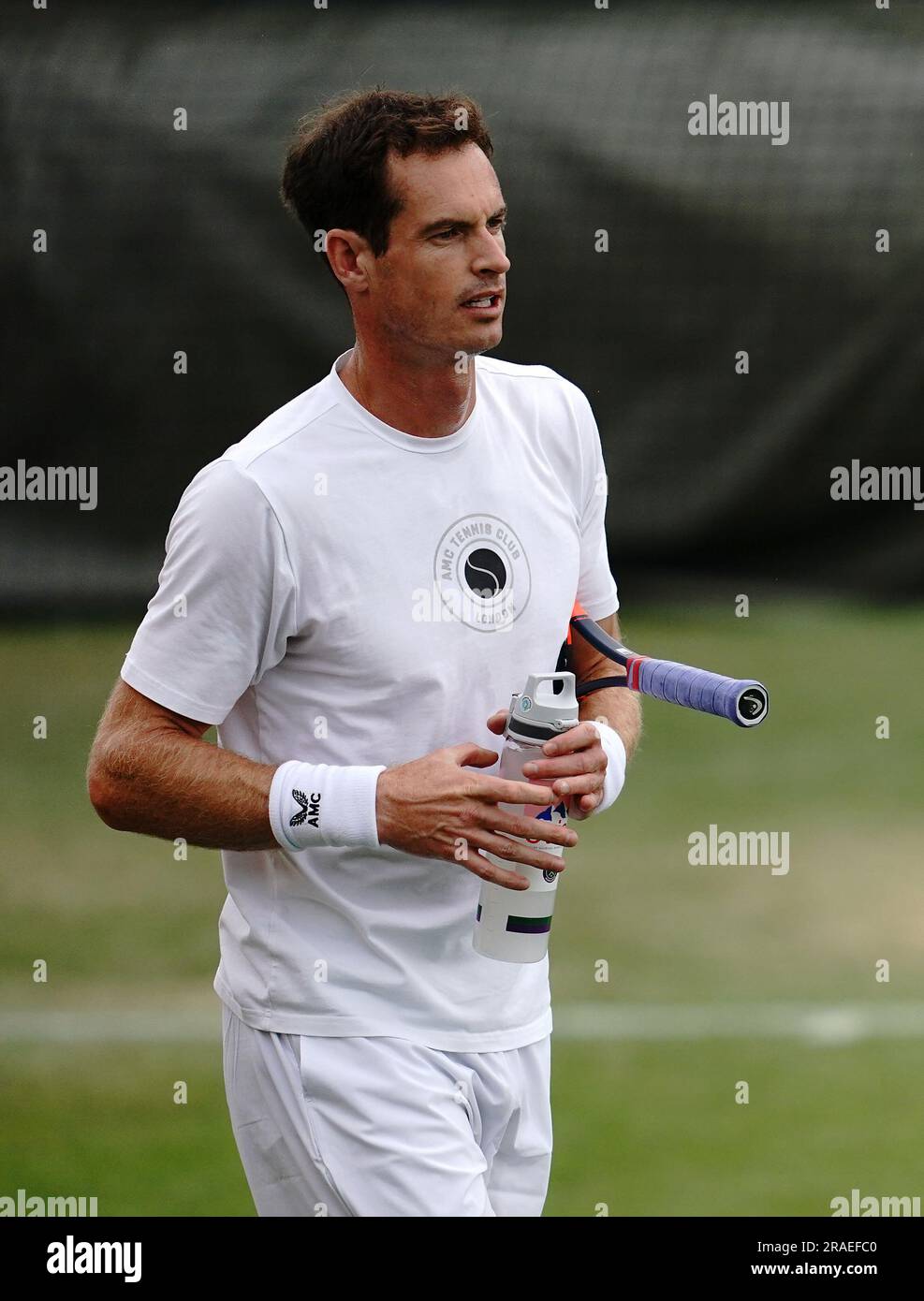 Andy Murray on the practice courts on day one of the 2023 Wimbledon ...