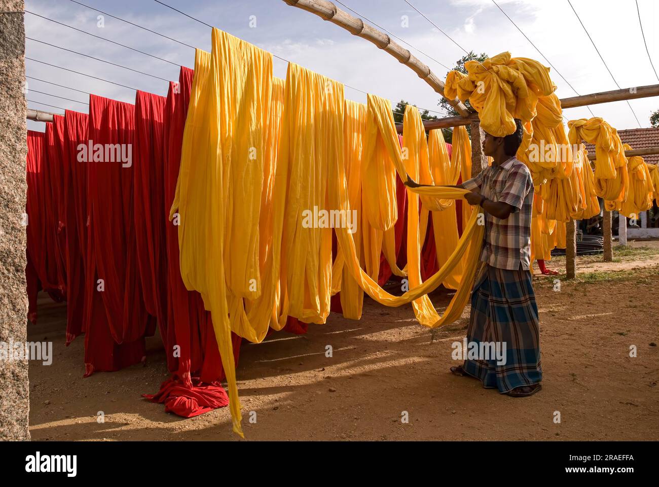 Fabric drying yard, garment industry, Tiruppur Tirupur, Tamil Nadu ...