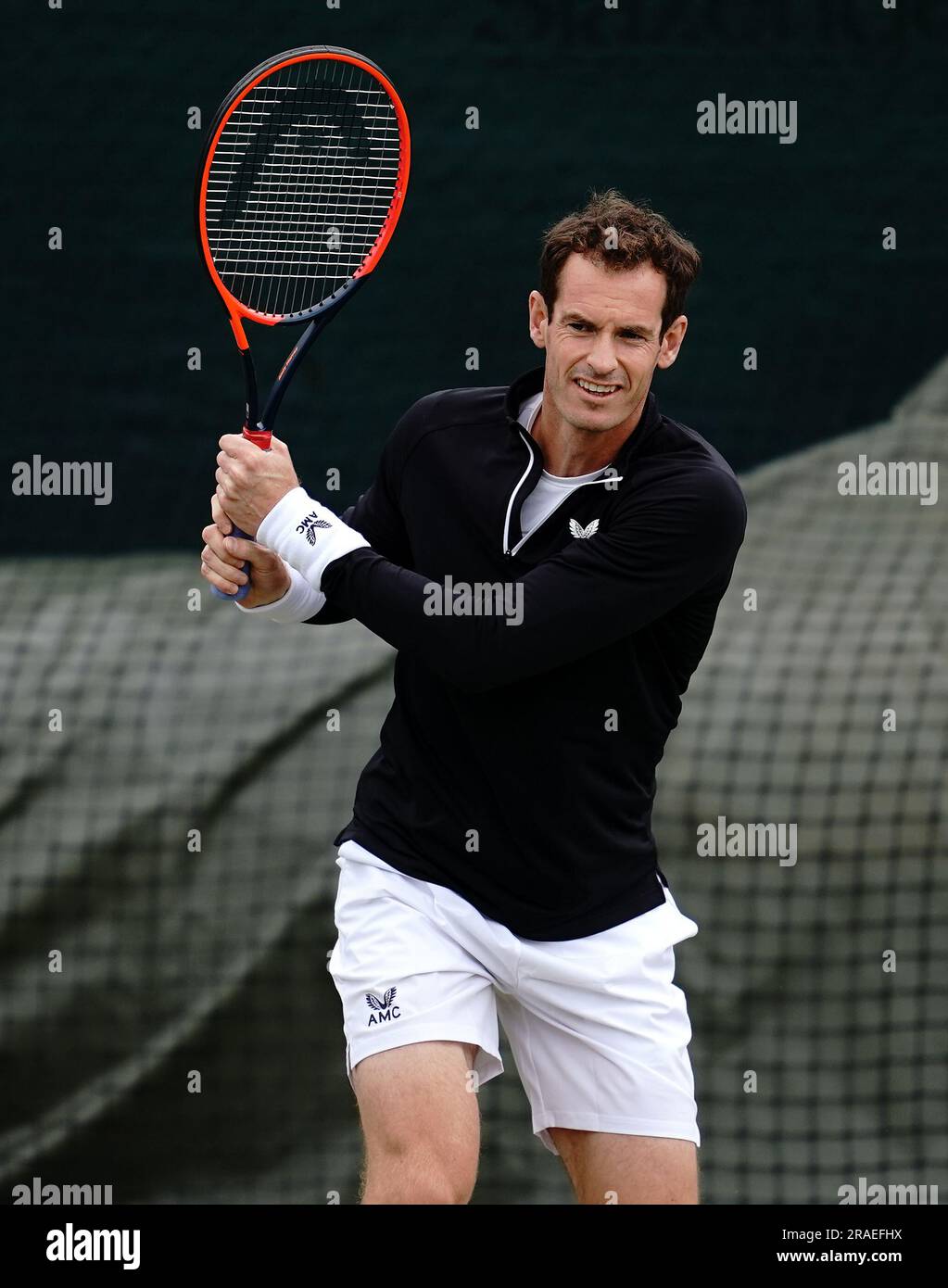Andy Murray on the practice courts on day one of the 2023 Wimbledon ...