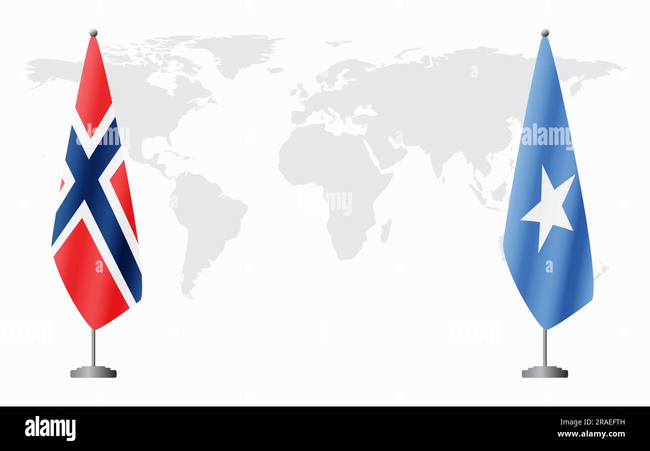 Norway and Somalia flags for official meeting against background of ...