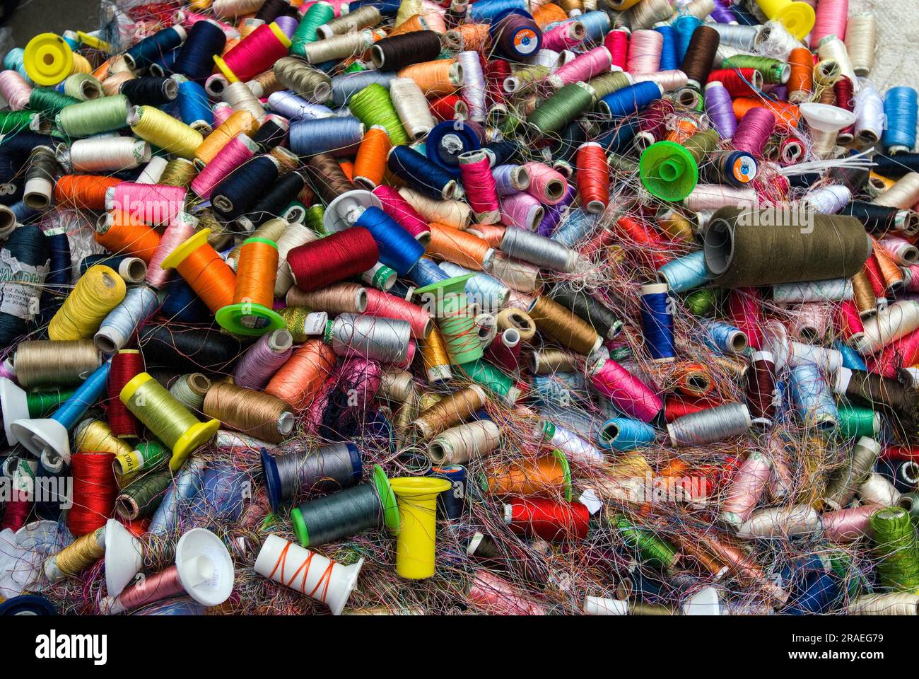 Waste threads, Tiruppur Tirupur, Tamil Nadu, South India, India, Asia ...