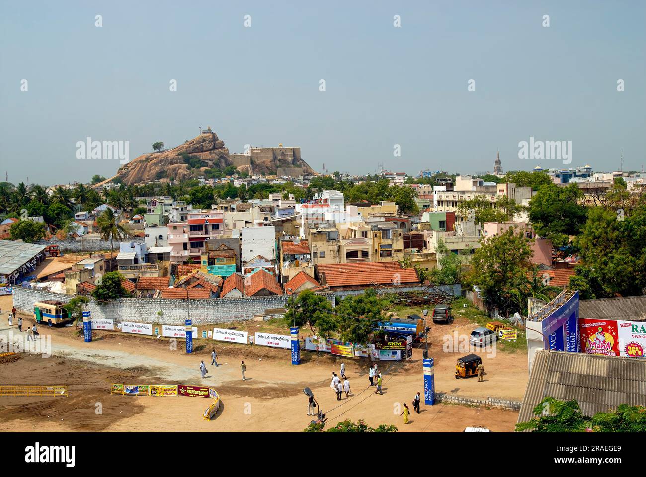 Houses around Rock Fort and Ucchi Pillayar Ganesha Koil Kovil temple in ...