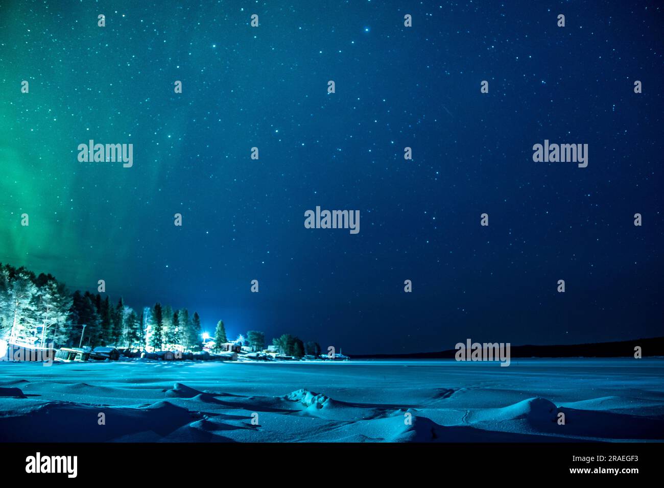 Night sky with Green Northern Lights in north Karelia. High quality ...