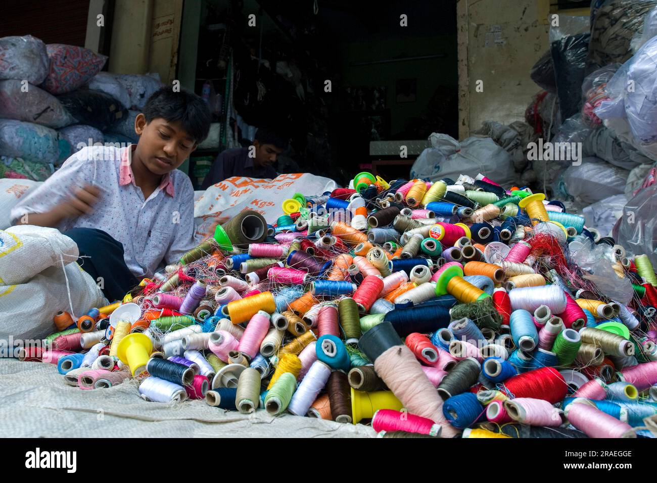 Waste threads shop, Tiruppur Tirupur, Tamil Nadu, South India, India ...
