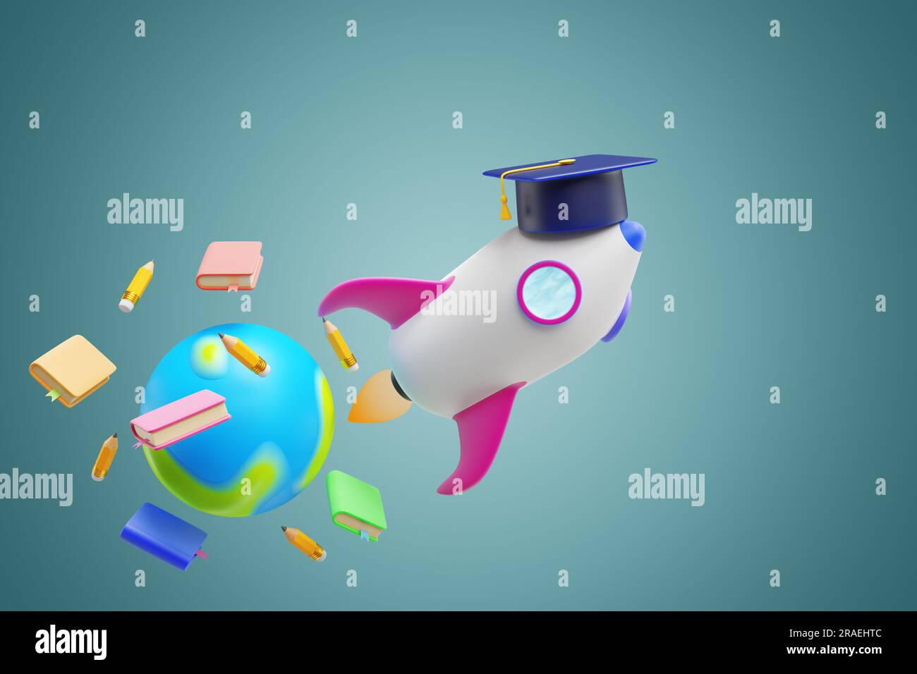 3d graduation cap and book education concept back to school hi-res ...