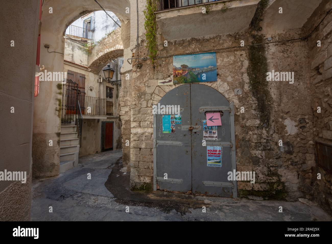 Street in old village Vieste in Italy Stock Photo - Alamy