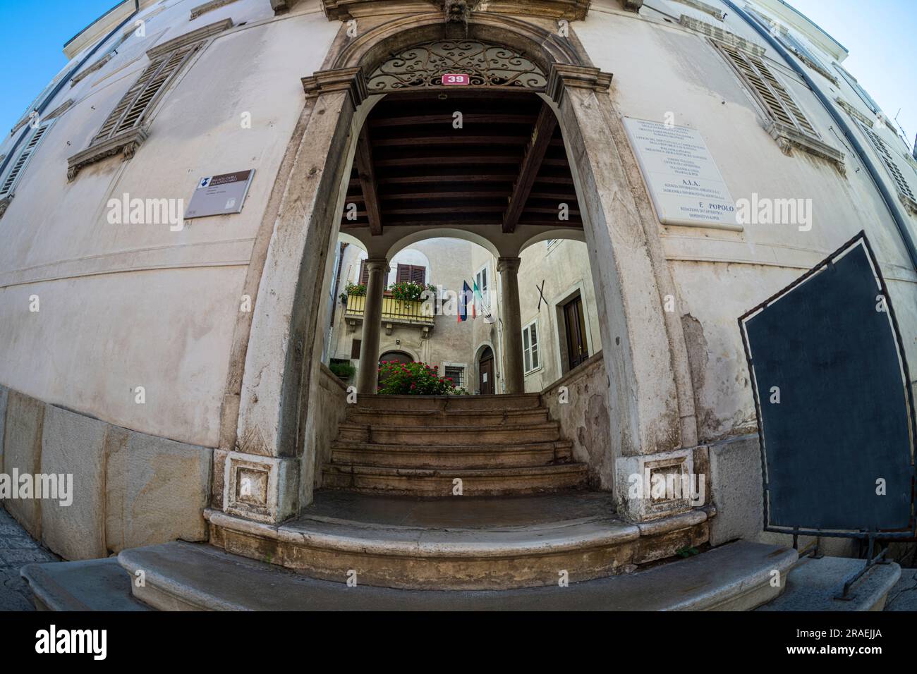 Koper, Slovenia. July 2, 2023. fish eye view of the ancient Carli ...