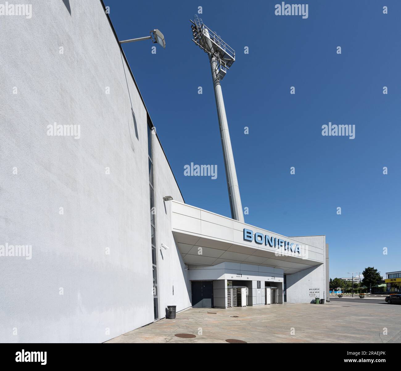 Koper, Slovenia. July 2, 2023. exterior view of Bonifika stadium in ...