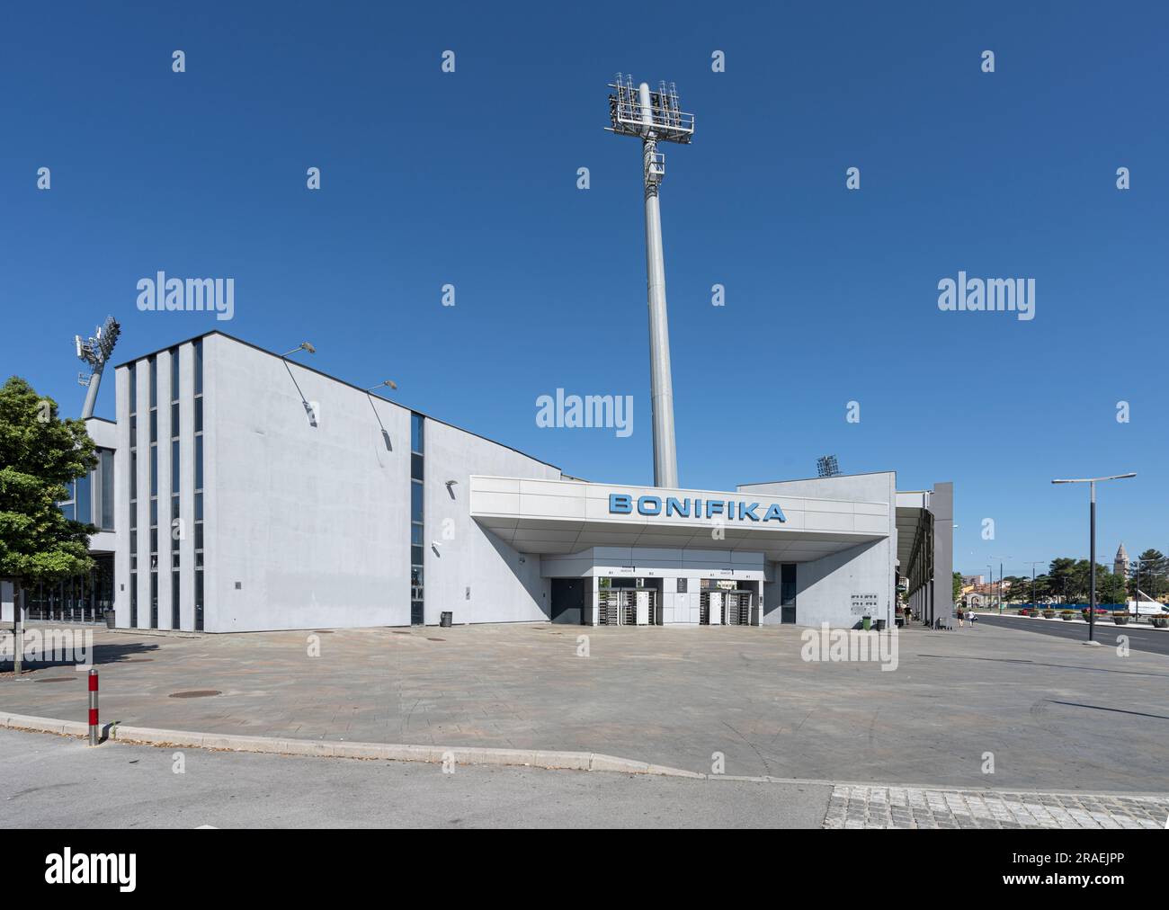 Koper, Slovenia. July 2, 2023. exterior view of Bonifika stadium in ...