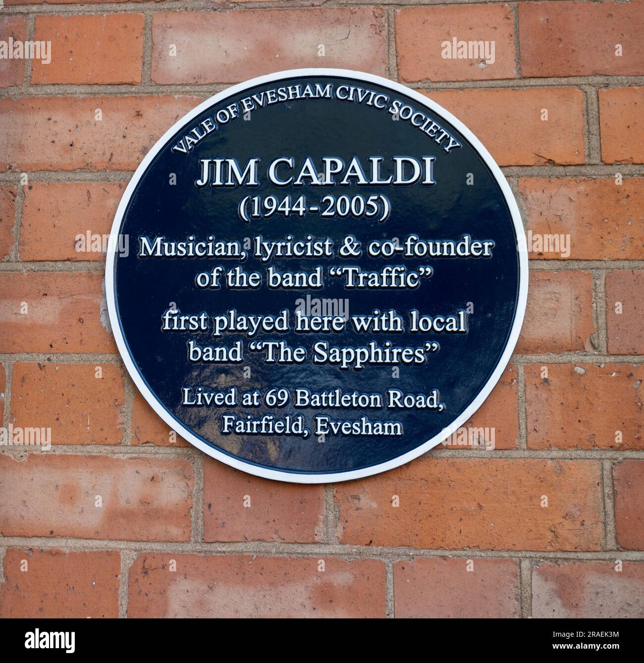 Jim Capaldi blue plaque, Evesham, Worcestershire, England, UK Stock ...