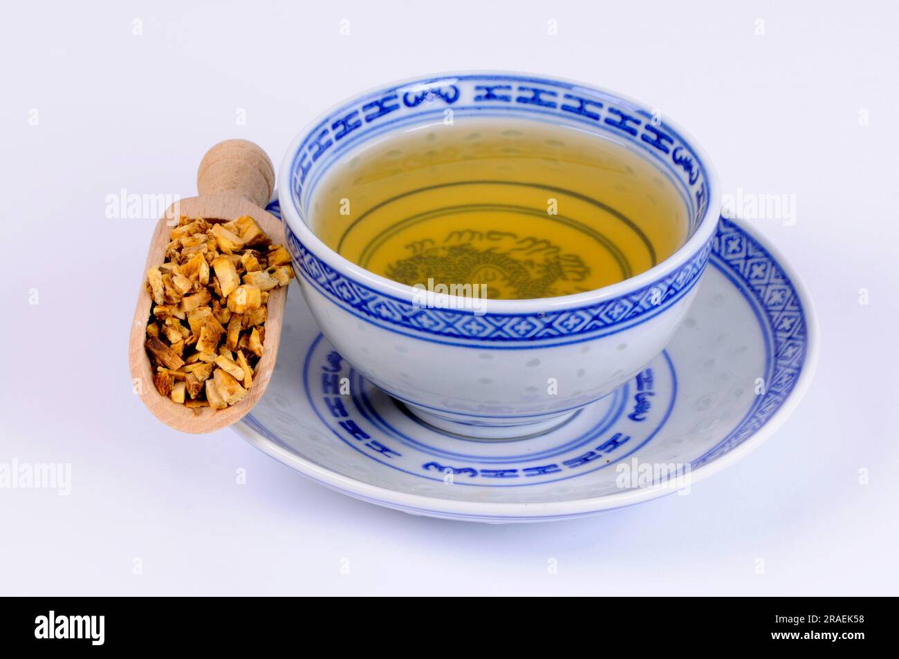 Cup of Angelica pubescens root tea (Angelicae pubescentis Radix ...