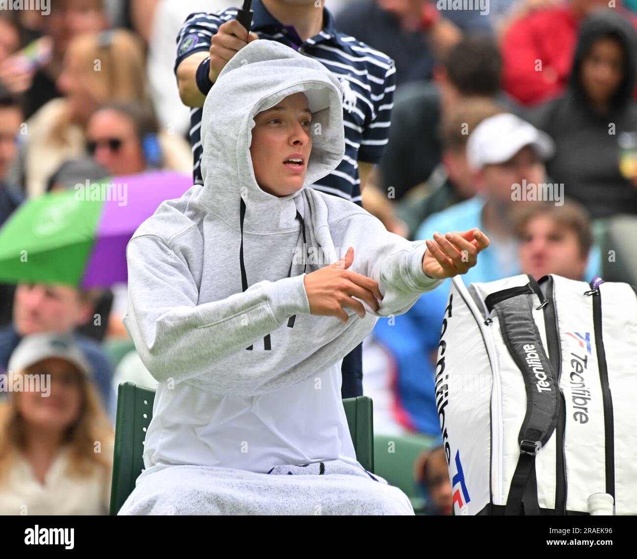 3rd July, 2023. London Wimbledon Championships Day 1 03//07/2023 The first rain delay of ...