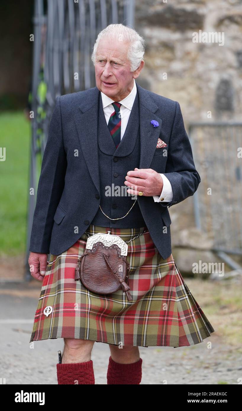 King Charles III during his visit to Kinneil House in Edinburgh ...