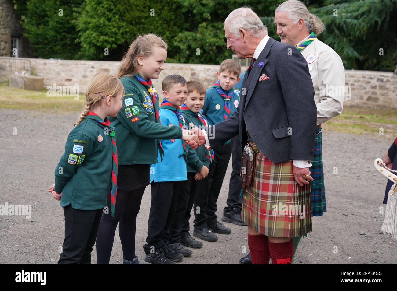 King Charles III during his visit to Kinneil House in Edinburgh ...