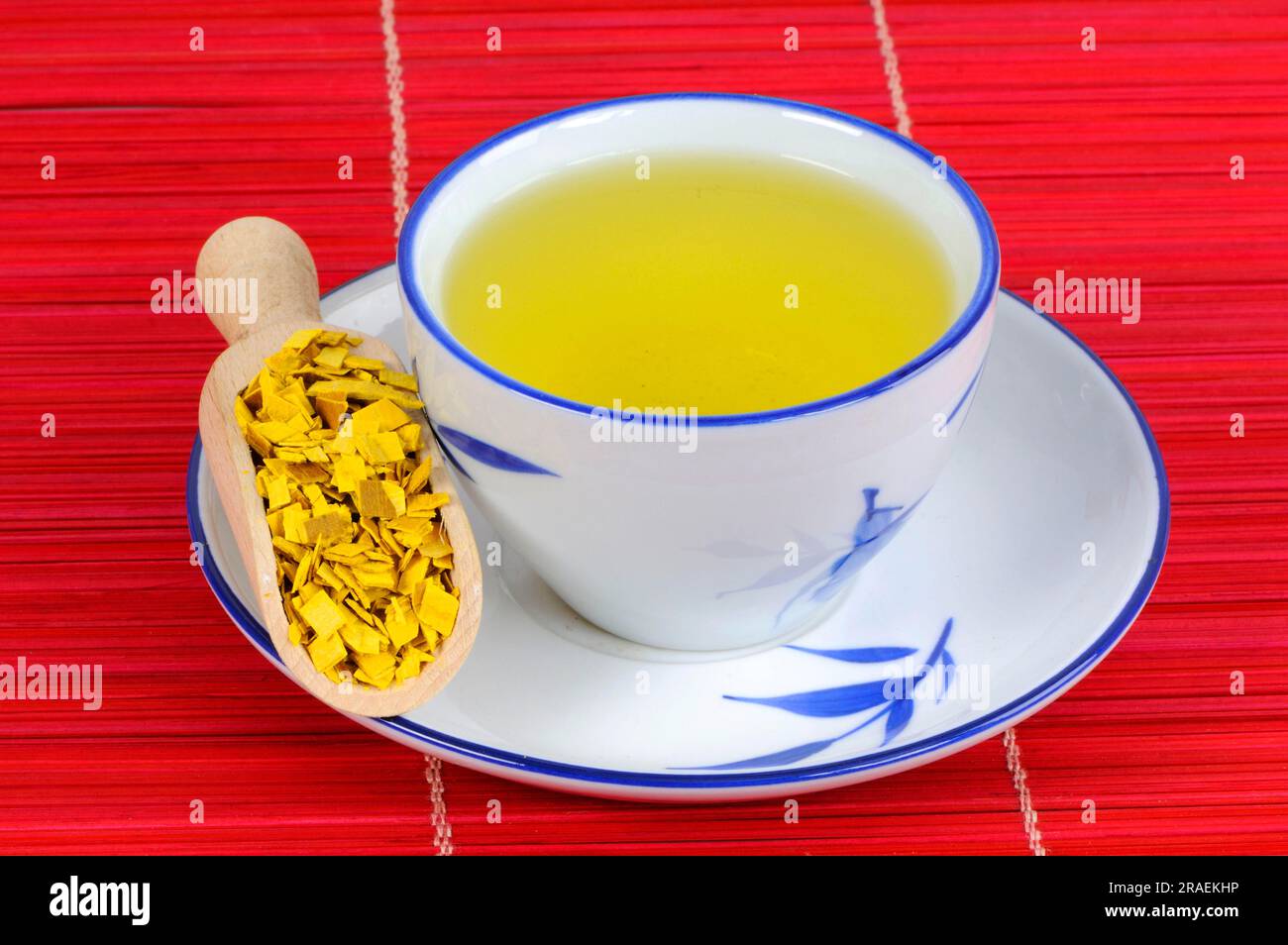 Cup of Amur cork tree bark tea (Cortex Phellodendri), Huang Bo, Huang ...