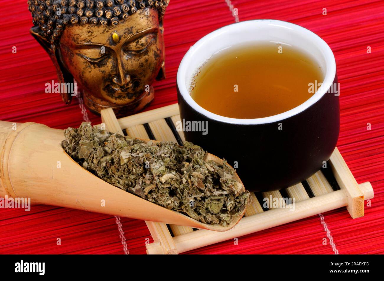 Cup of tea with argy wormwood leaves (Artemisiae argyi Folium), Ai Ye ...