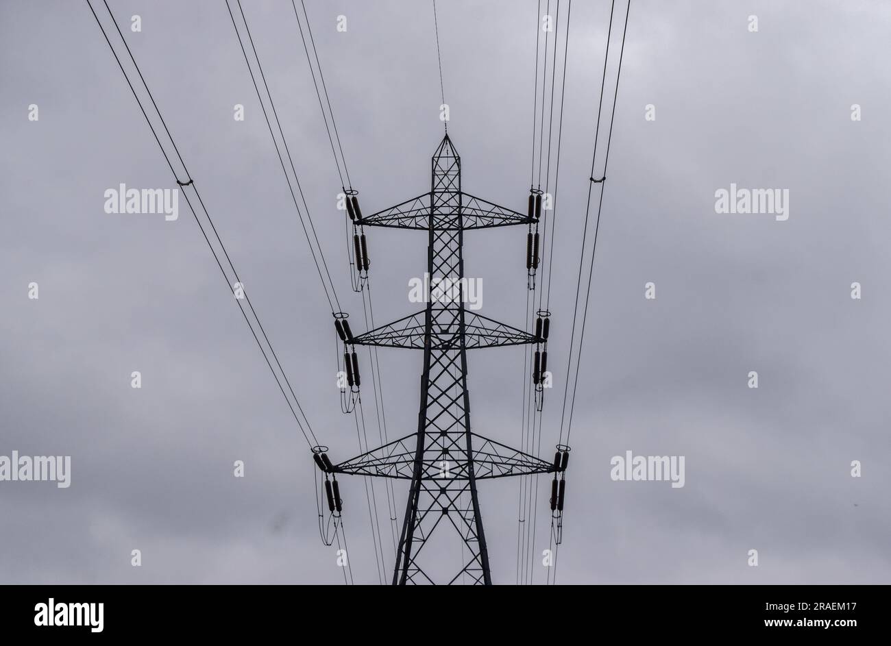 London, UK. 28th June 2023. An electricity transmission tower, also ...