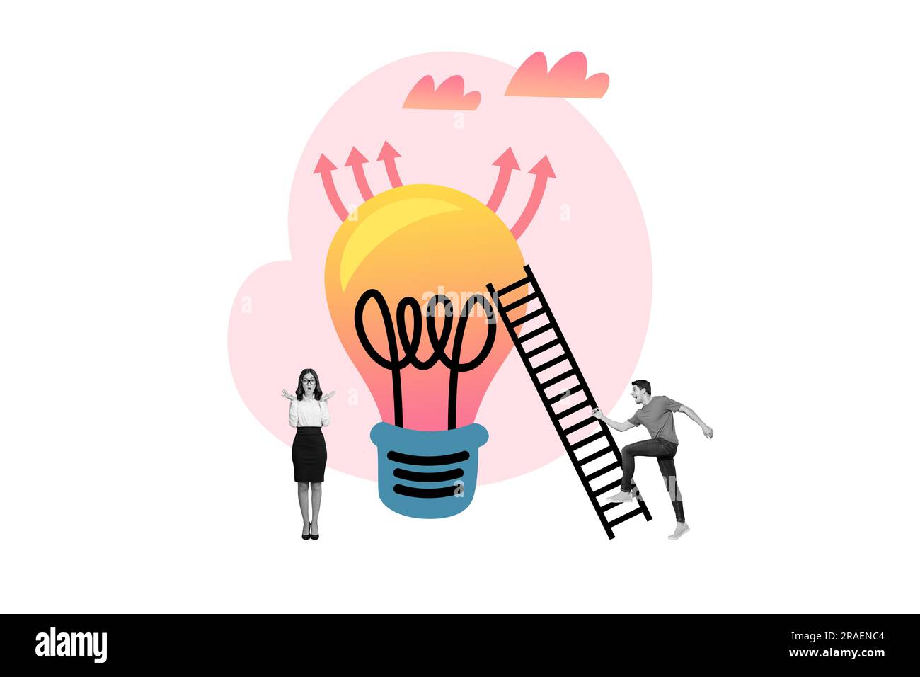 Image minimal artwork pop 3d retro collage of surprised shocked ...