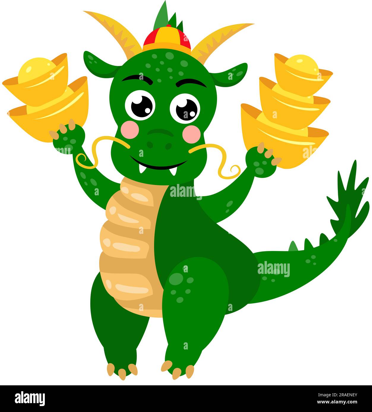 Funny zodiac dragon chinese holding a good fortune symbols Stock Photo ...