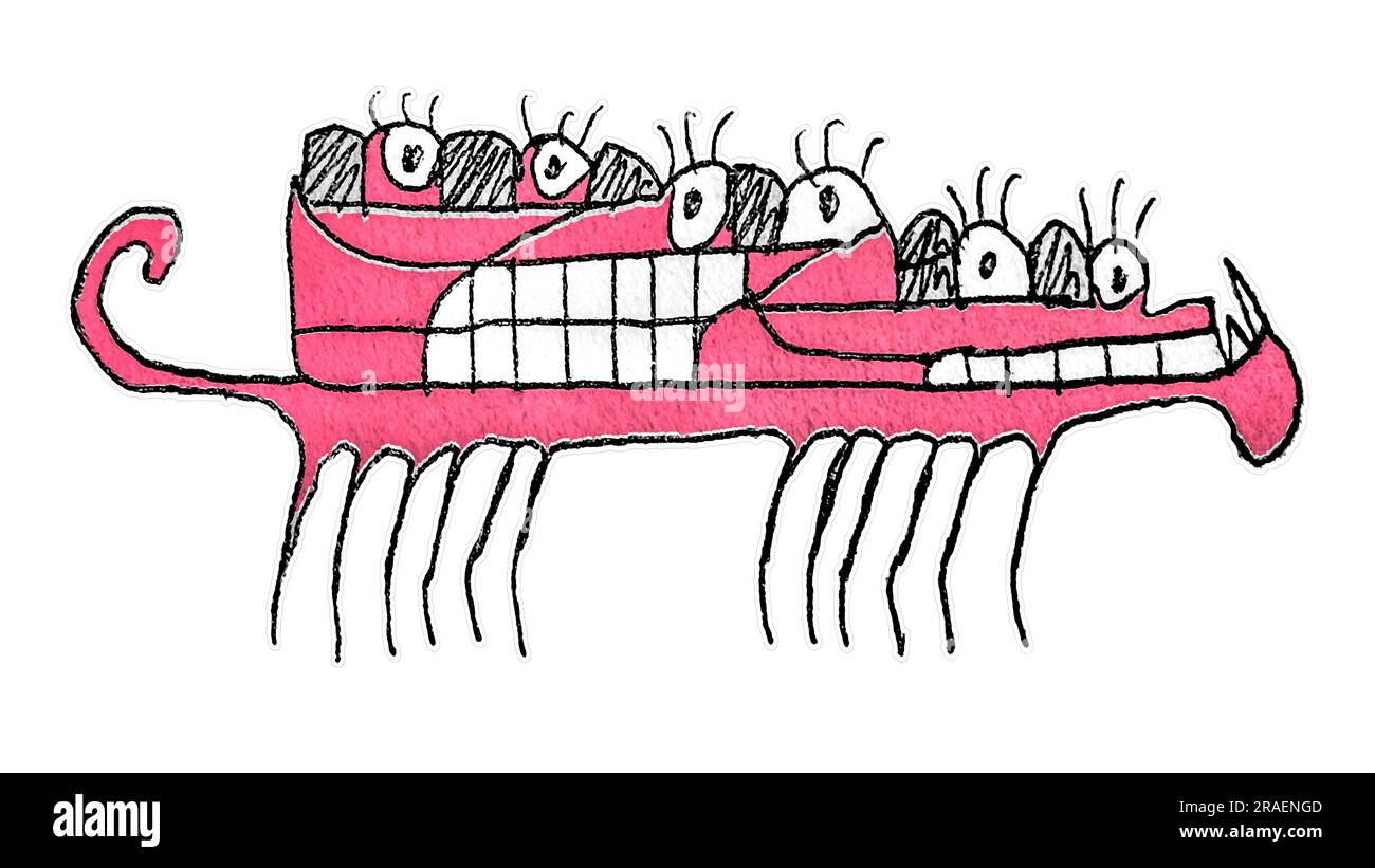 Pink exotic insect alien monster drawing isolated illustration Stock ...