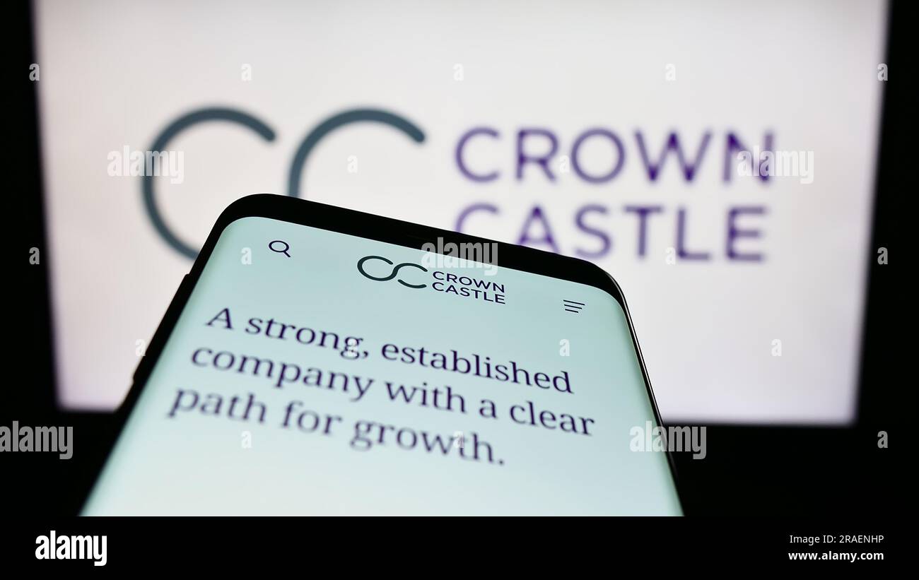 Mobile phone with website of US real estate company Crown Castle Inc ...