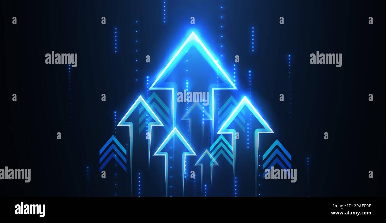 Up arrows on deep blue background space with one big arrow Stock Vector ...