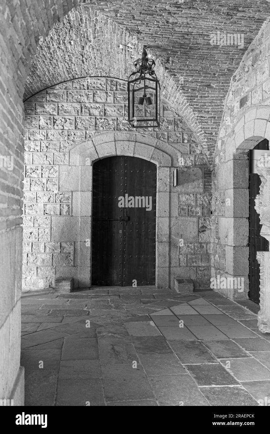 Masonry Arches in the Inner Arcade of Montjuic Castle in Barcelona ...