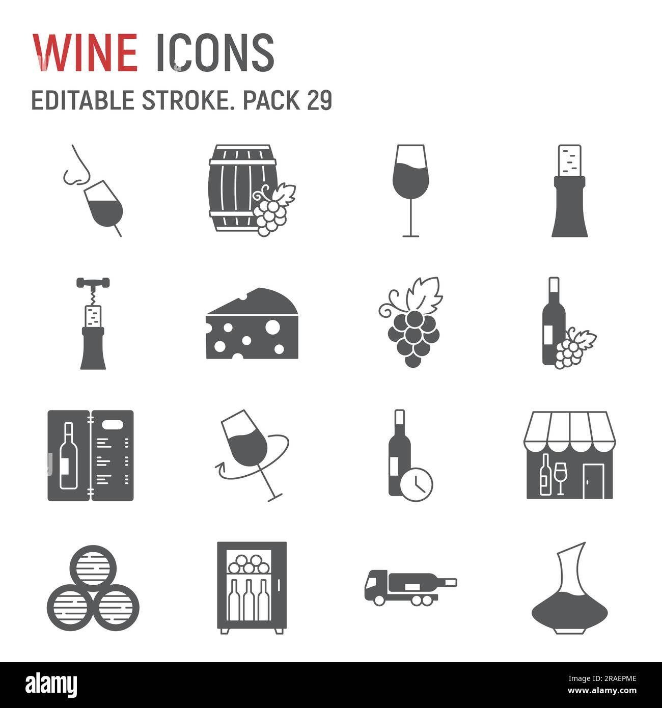 Wine glyph icon set, alcohol collection, vector graphics, logo ...
