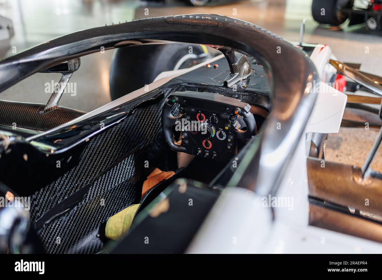 Detail View of the Steering Wheel with Integrated Controls of a Single ...