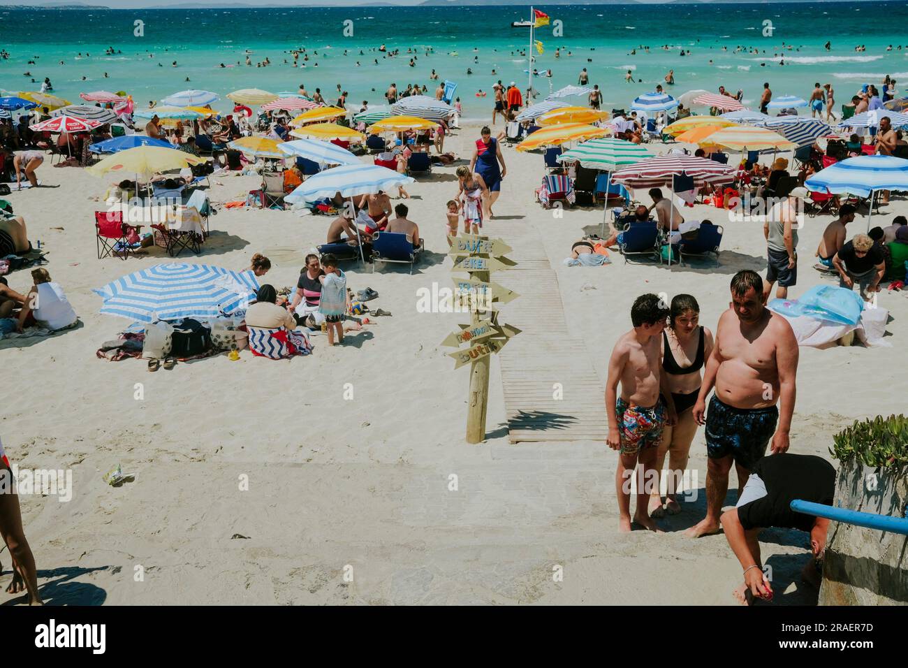 Izmir, Turkey. 30th June, 2023. People seen enjoying at the beach. With ...