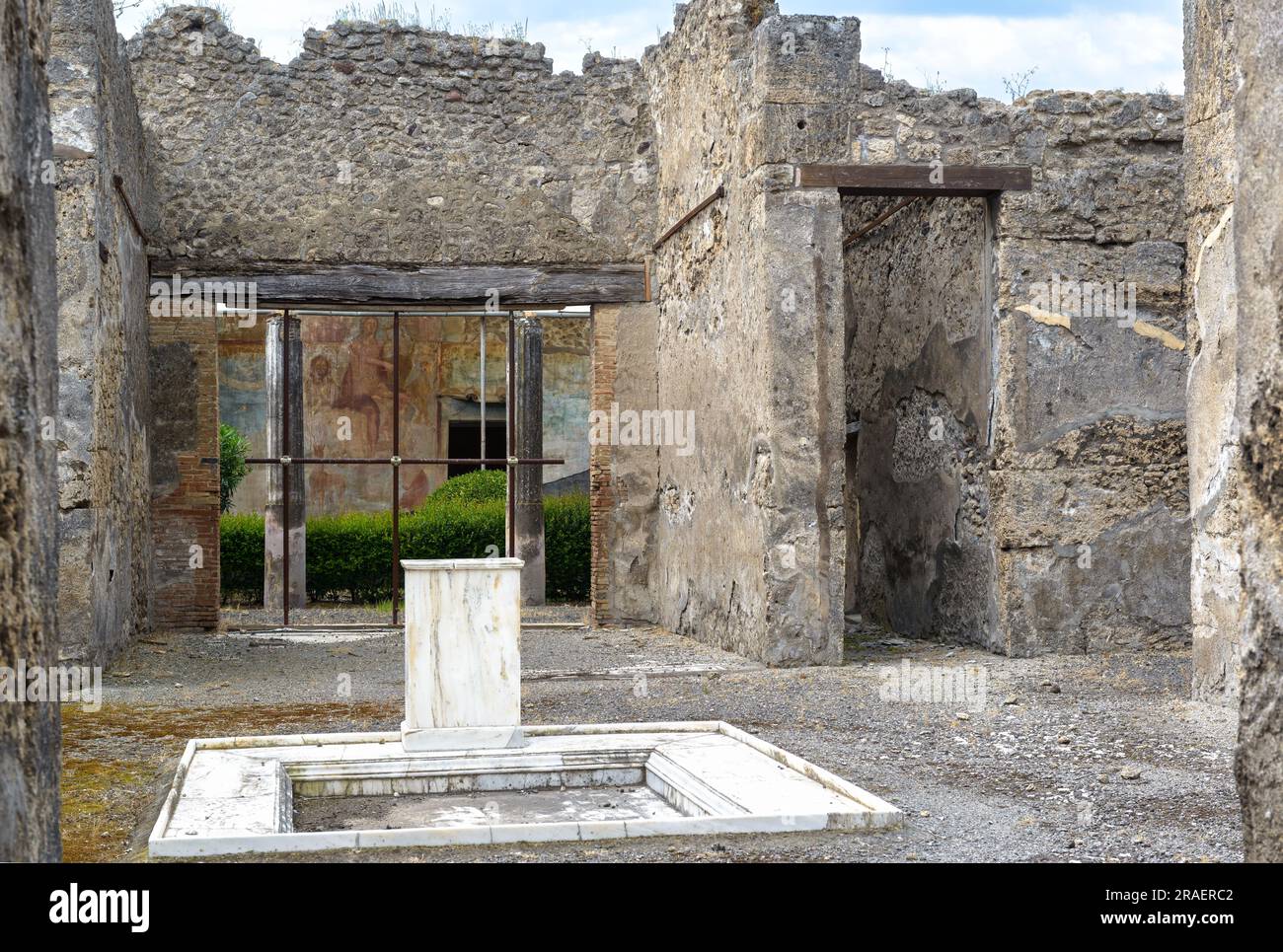 House in Pompeii near Naples, Italy. Pompeii is ancient Roman city died ...