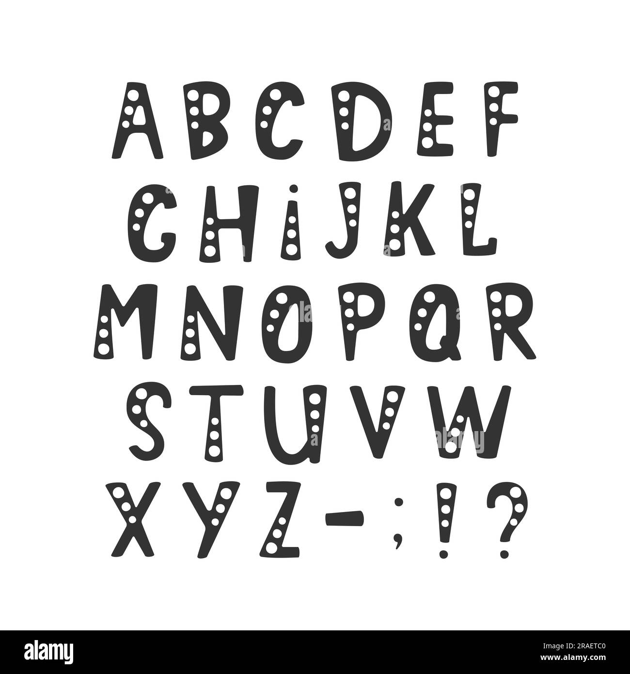 Vector set of alphabet letters and punctuation symbols. Objects ...