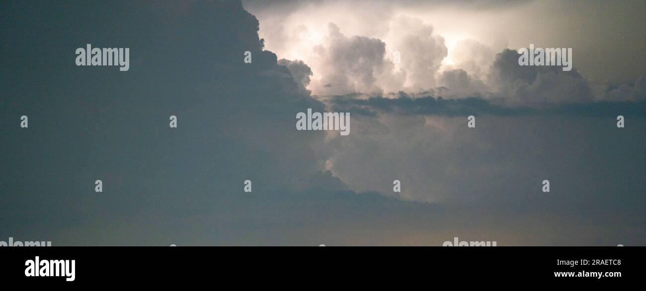 thunderstorm landscape in the dark evening Stock Photo - Alamy