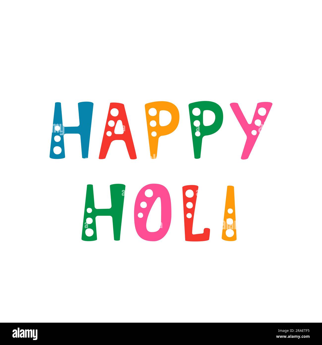 Vector illustration. Handwritten lettering of Happy Holi on white ...