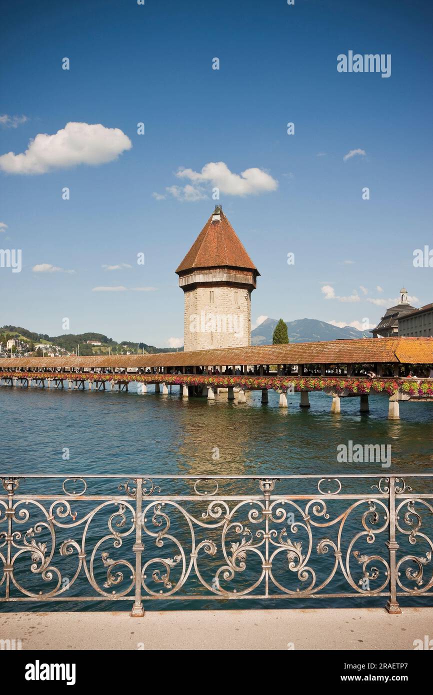 Famous wooden bridge in Lucerne - Switzerland Stock Photo - Alamy