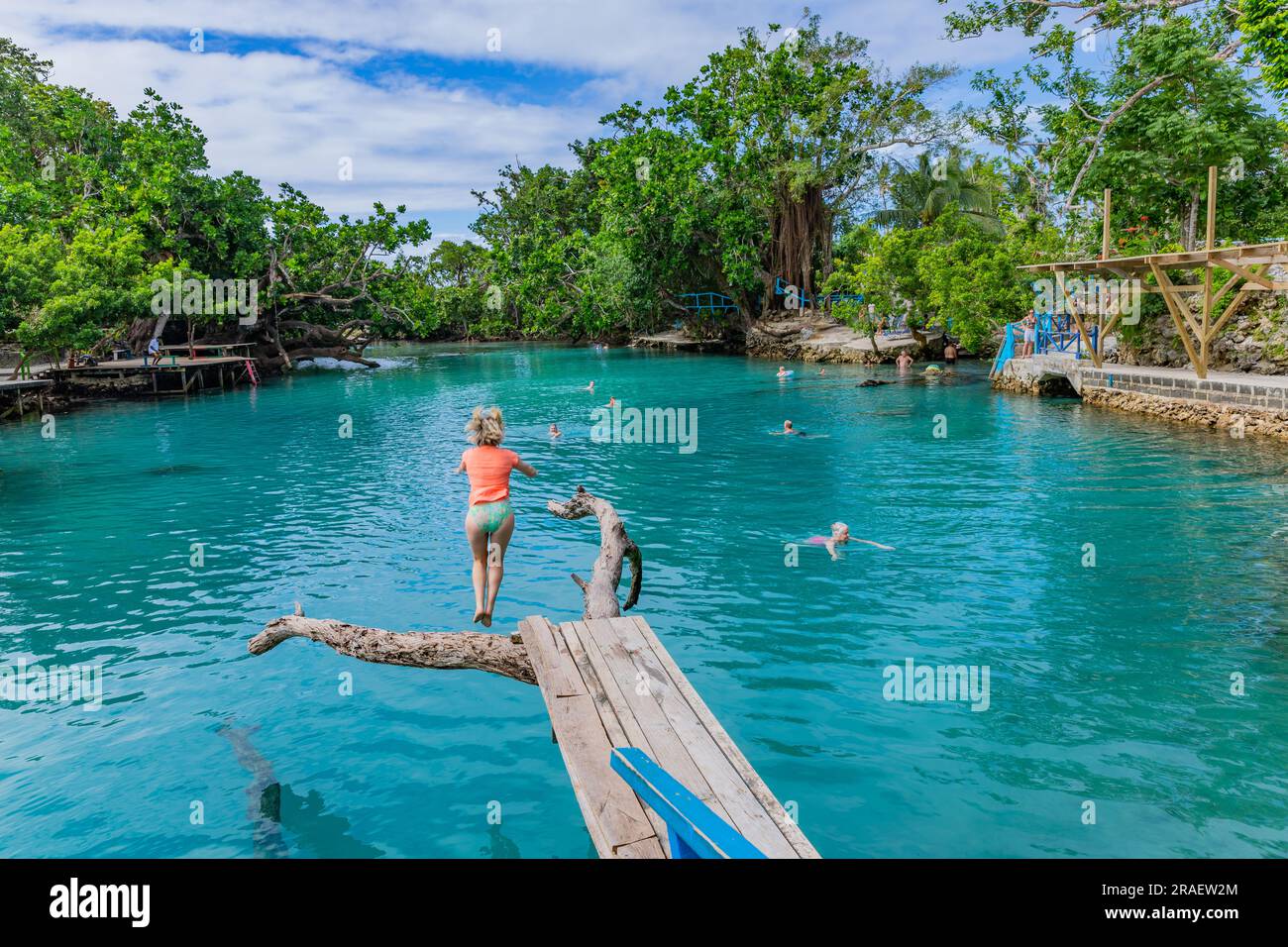 Port Vila, Vanuatu: 01 June 2023: People swimming in Blue Lagoon, a ...
