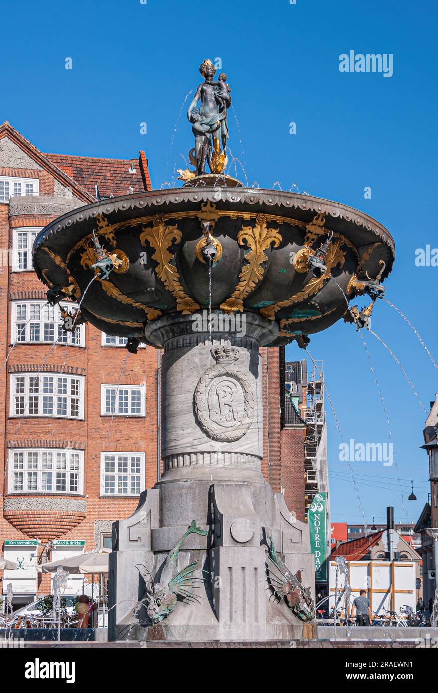 Copenhagen, Denmark - September 15, 2010: Caritas fountain closeup with ...