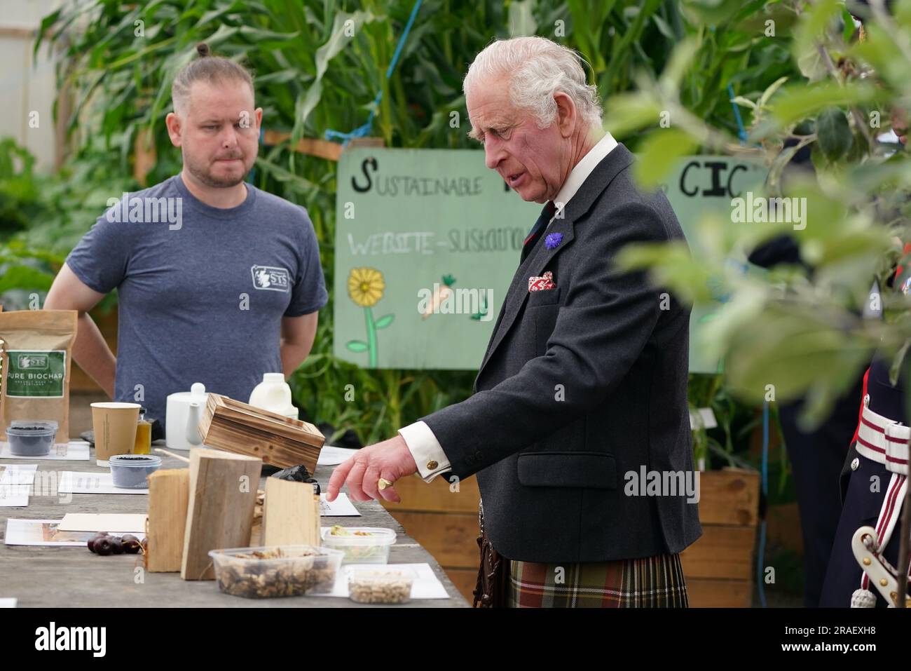 King Charles III (right) during his visit to Kinneil House in Edinburgh ...