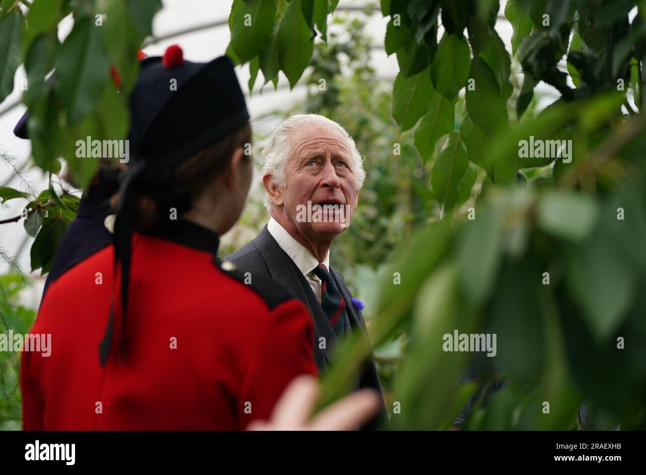 King Charles III (right) during his visit to Kinneil House in Edinburgh ...