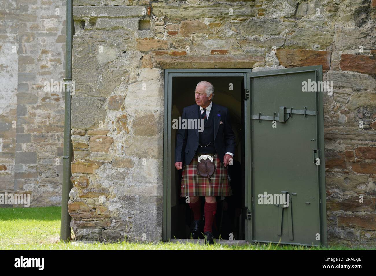 King Charles III during his visit to Kinneil House in Edinburgh ...