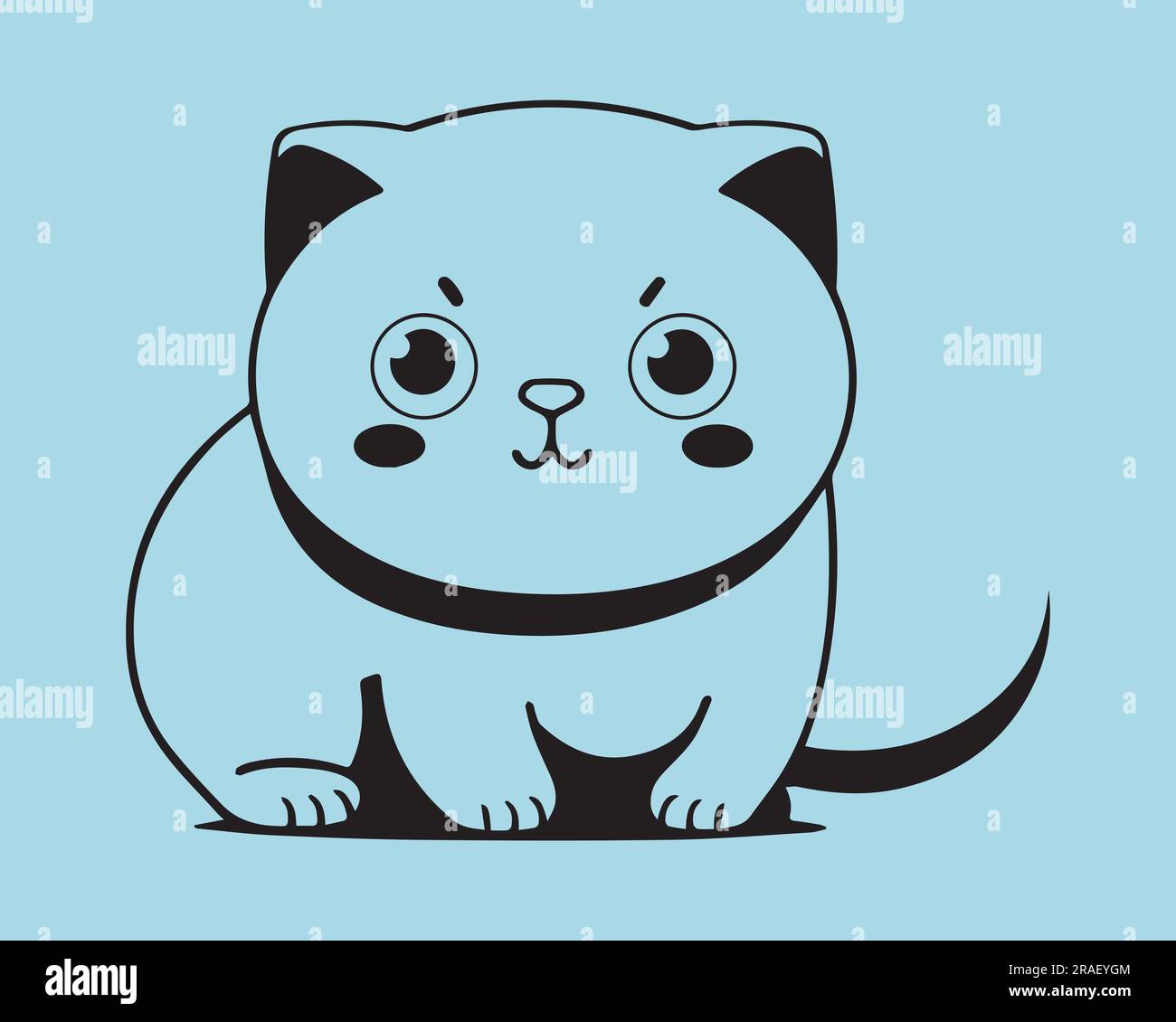 Cute Silhouette Cartoon Line art cat vector illustration Stock Vector ...